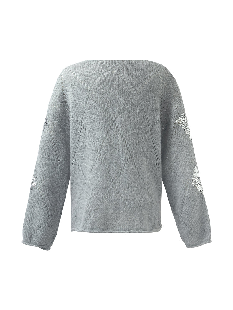 Mohair Argyle Sequins Pullover Women Sweater – GOELIA