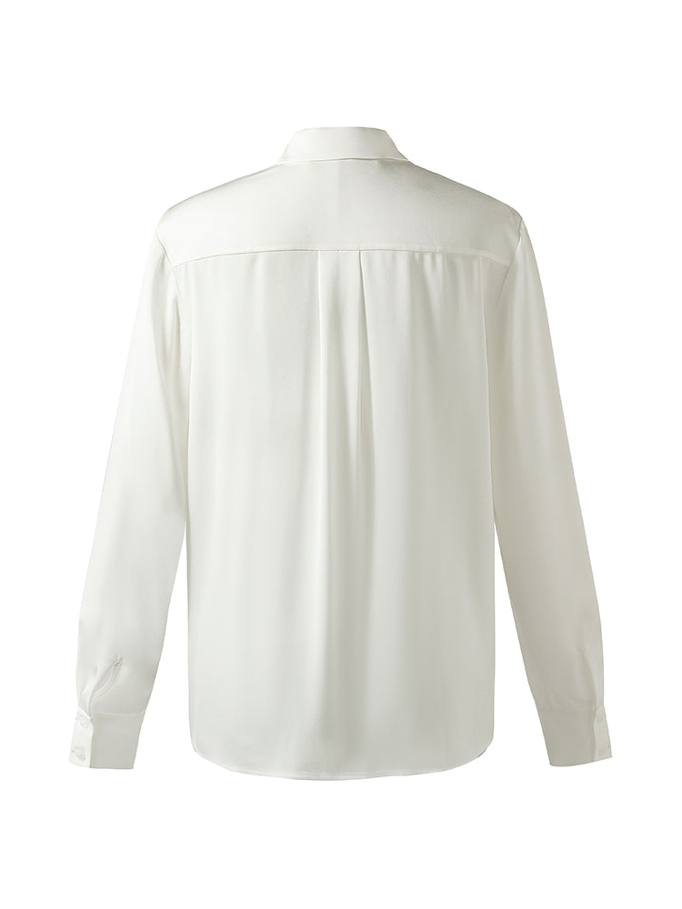 Acetate White Lapel Women Shirt With Detachable Chain – GOELIA