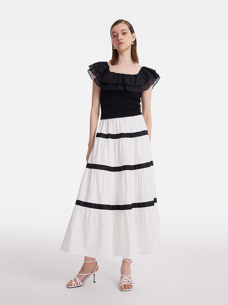 Ruffle Top And Tiered Maxi Skirt Two-Piece Set – GOELIA
