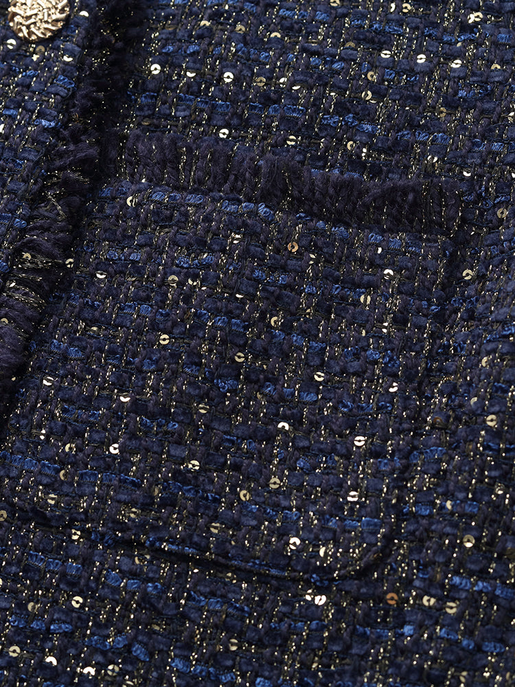 Wool Blend Tweed Square Neck Women Crop Jacket – GOELIA