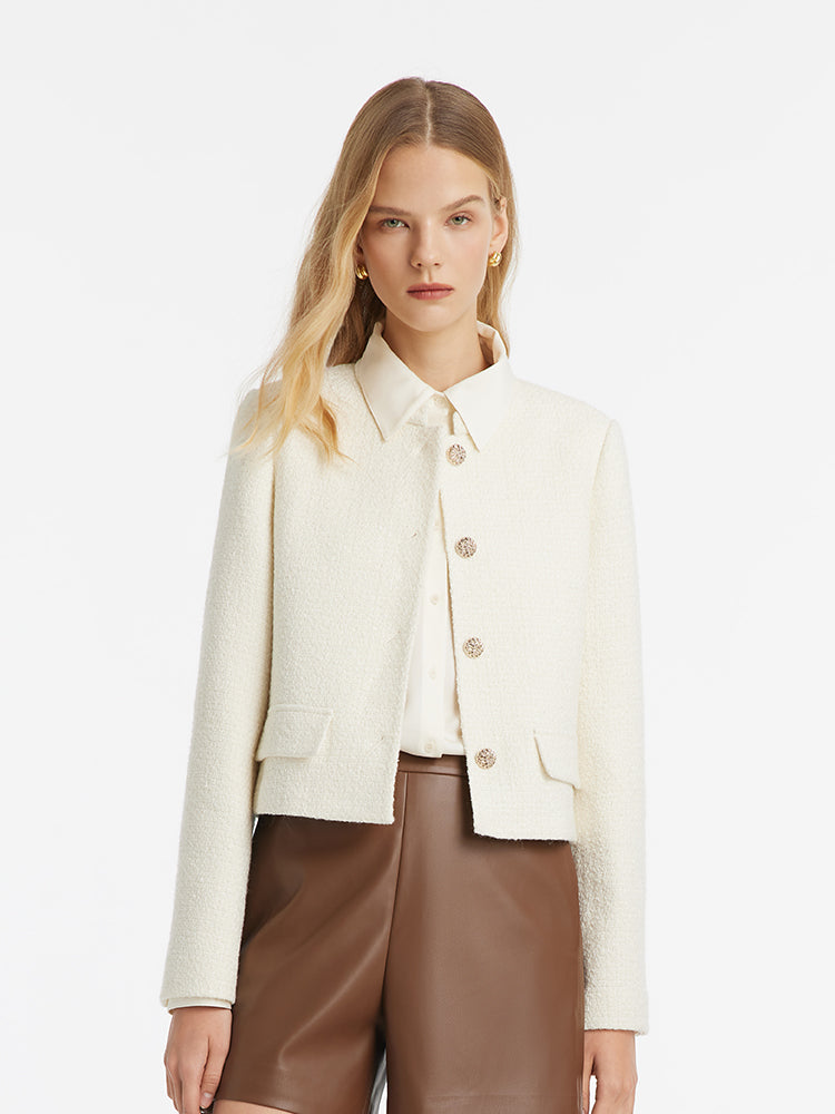 Goelia Women's Wool Blend Stand Collar Single-Breasted Women Jacket Fo ...