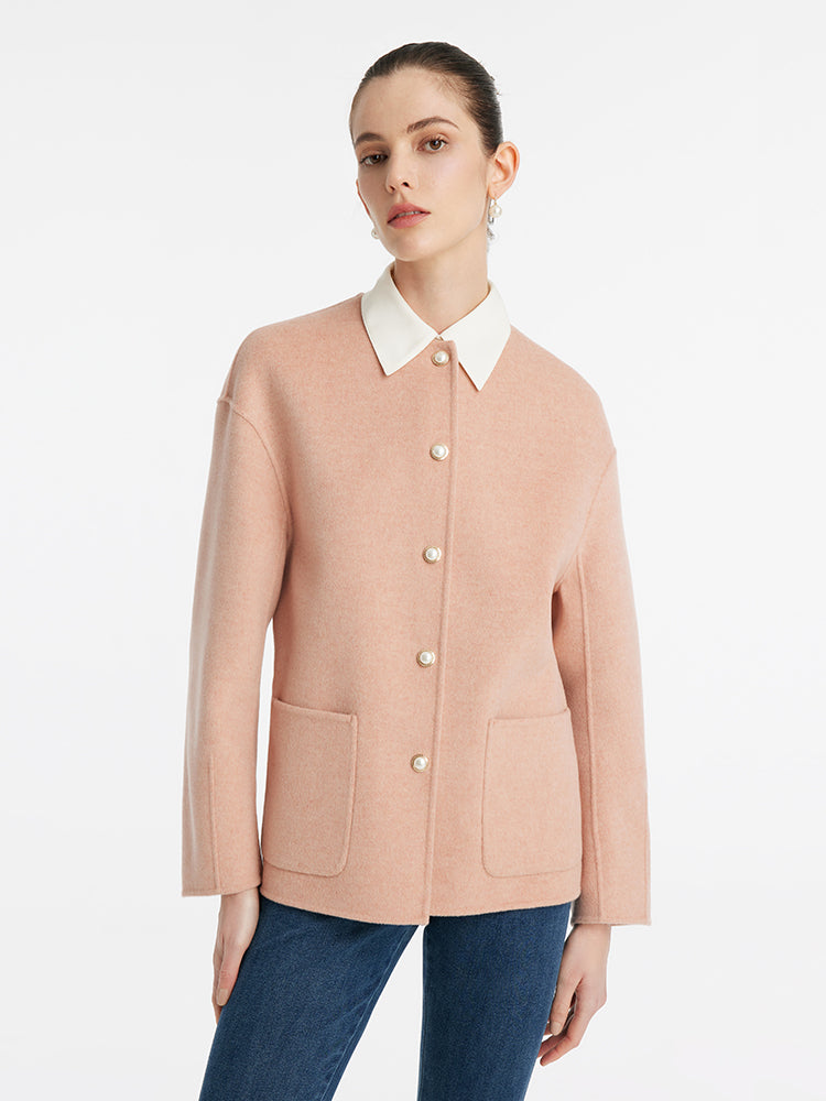 Pure Double-Faced Wool Round Neck Women Jacket – GOELIA