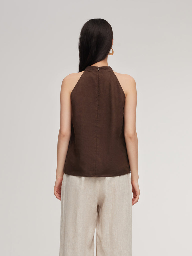 100% Linen Women Halter Tank Top – GOELIA
