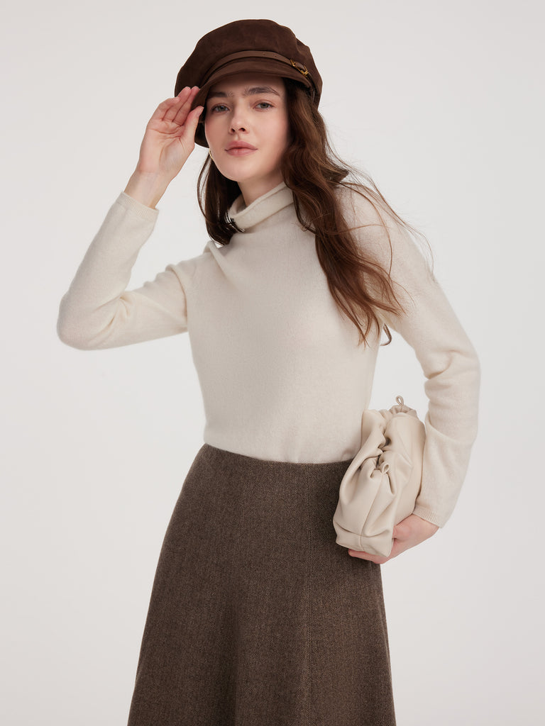100% Cashmere Seamless Turtleneck Women Knit Top – GOELIA