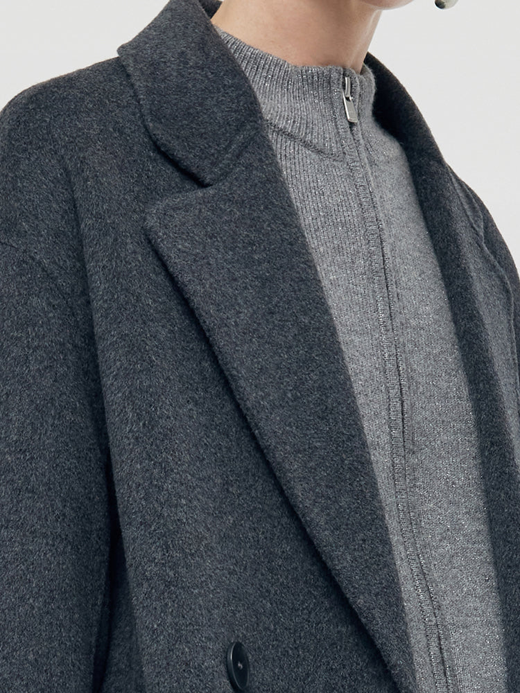 Wool Double-Breasted Women Coat – GOELIA