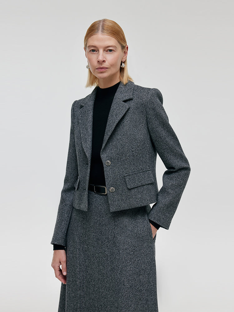 Washable Wool Crop Jacket And Half Skirt Two-piece Set – GOELIA