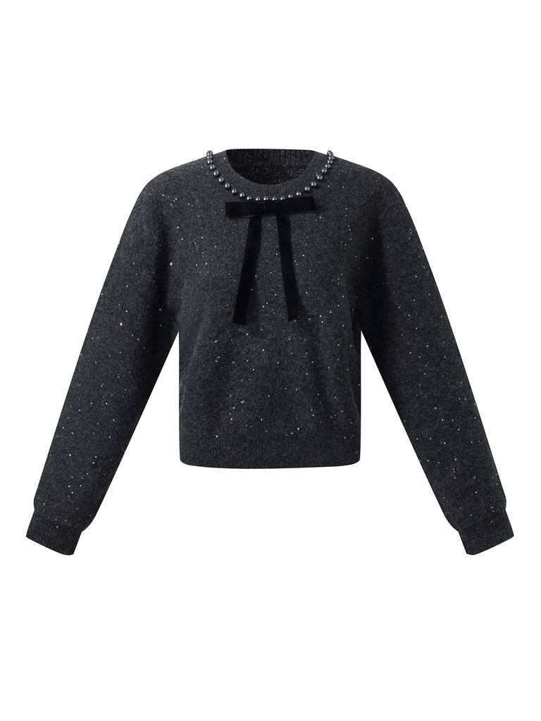 Sequins Beaded Round Neck Women Sweater – GOELIA