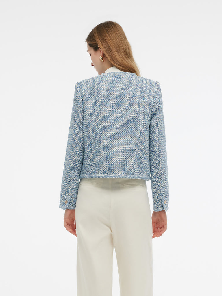 Tweed Round Neck Women Jacket – GOELIA