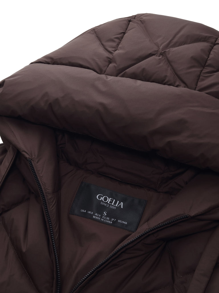 Diamond Quilted Hooded Unisex Long Goose Down Coat – GOELIA