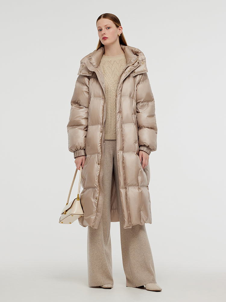 Rose Gold Unisex Hooded Long Goose Down Coat – GOELIA