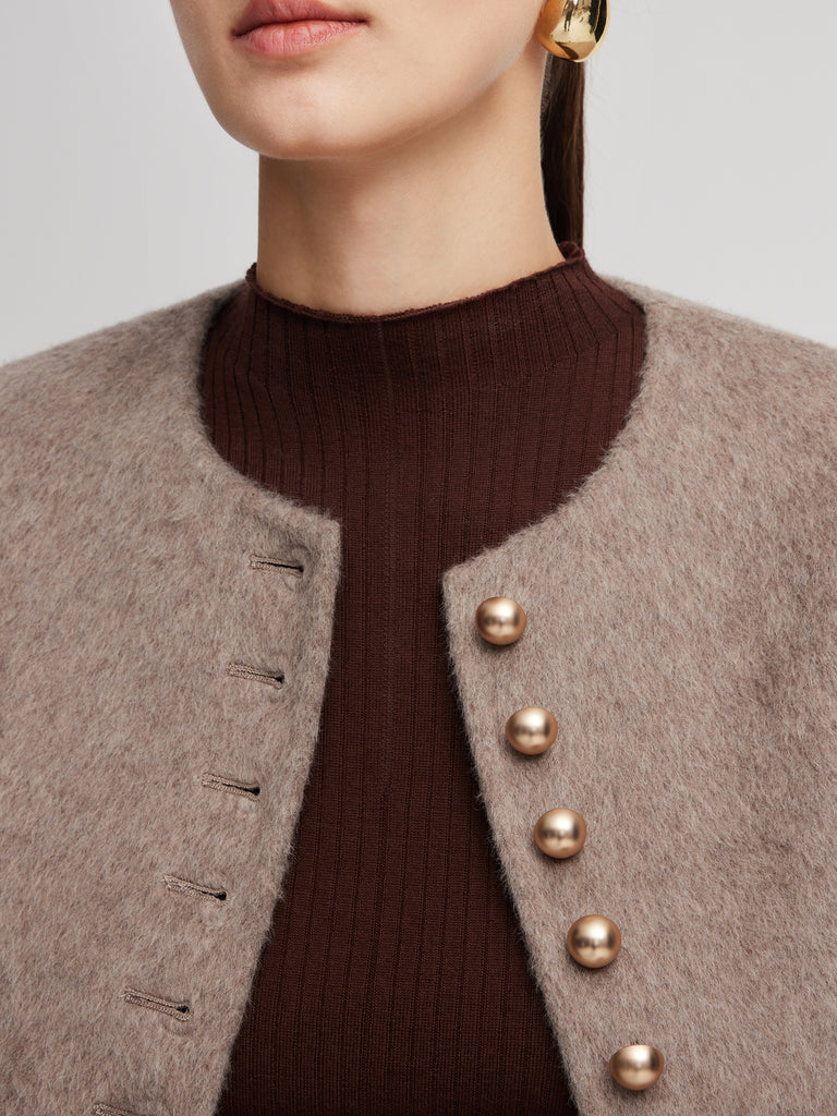 Alpaca Wool Blend Round Neck Women Jacket – GOELIA