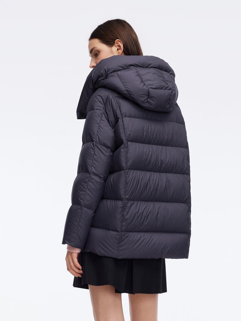 Color Block Goose Down Jacket With Detachable Hood – GOELIA