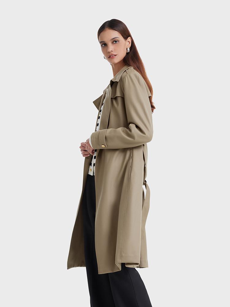 Worsted Woolen Women Trench Coat With Belt – GOELIA
