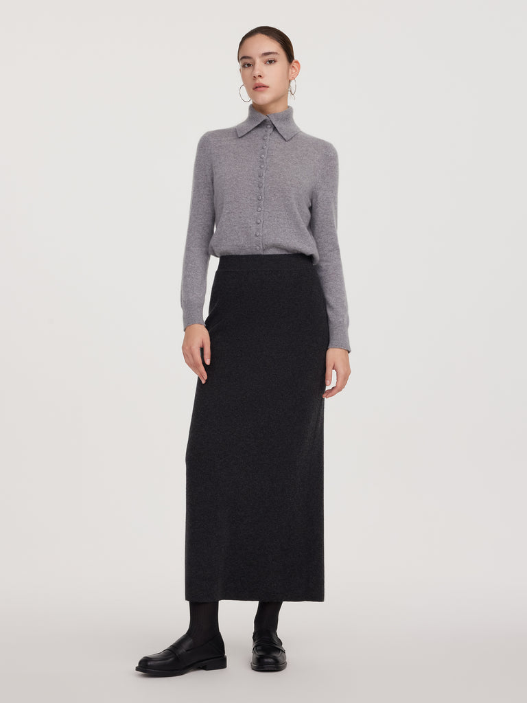 Wool Blend Back Slit Women Knit Skirt – GOELIA