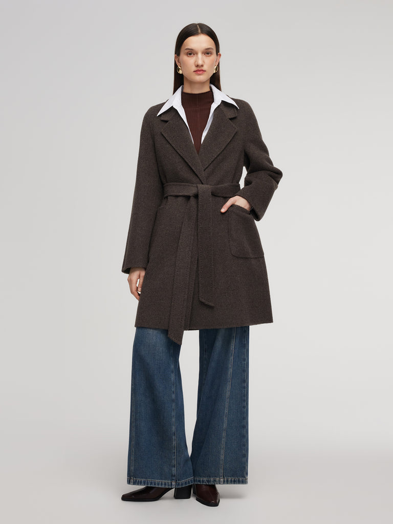 Camel Hair Wool Blend Double-Faced Women Wrap Coat – GOELIA