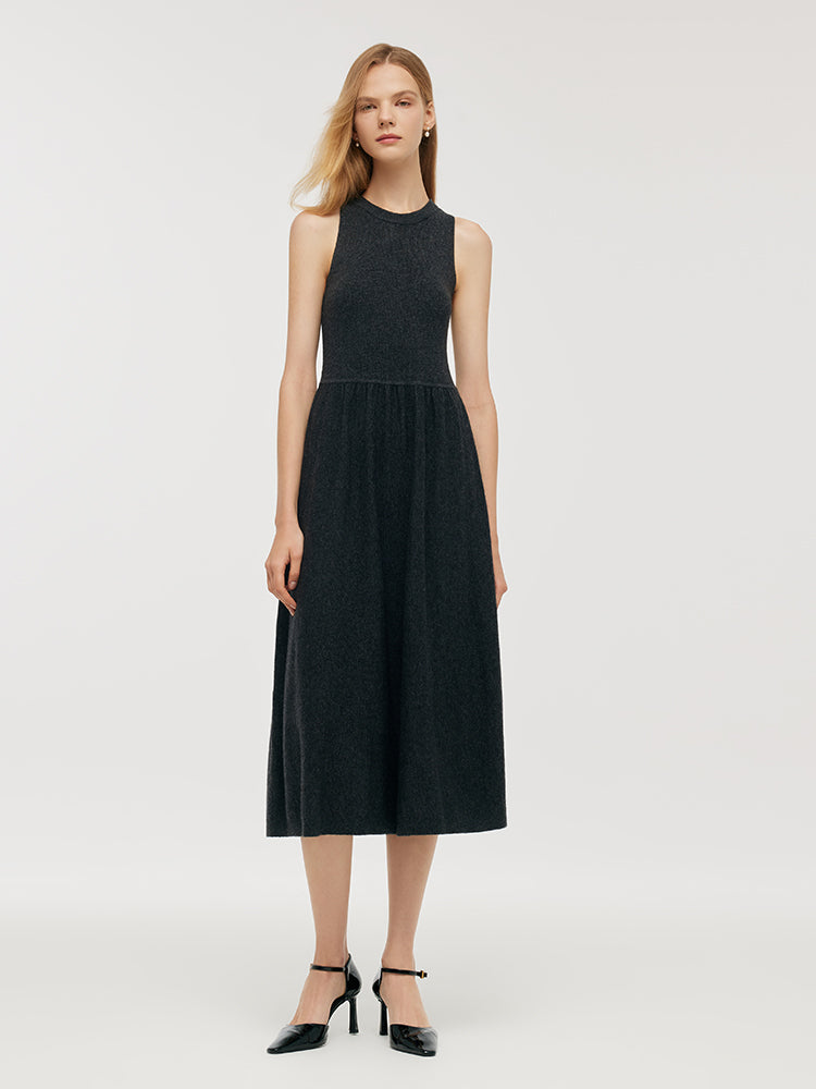 Wool Blend Multi-purpose Scarf And Sleeveless Knitted Midi Dress Two-P ...