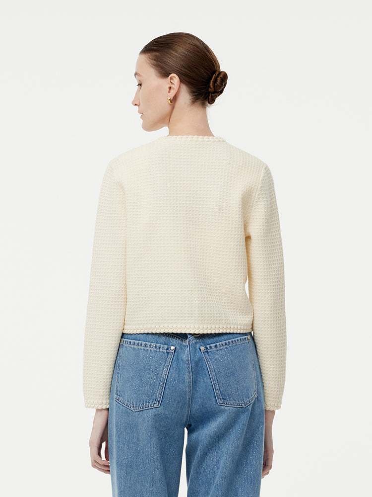 Tencel Wool Blend Round Neck Women Knit Cardigan – GOELIA