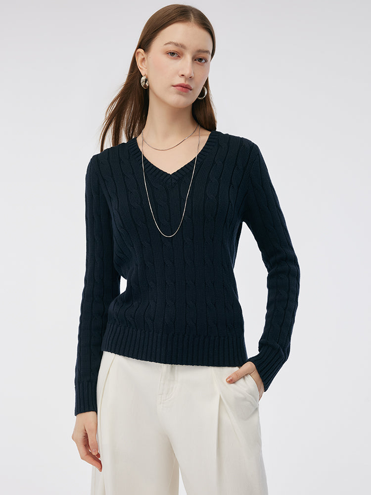100% Cotton Cable Knit Women Sweater – GOELIA