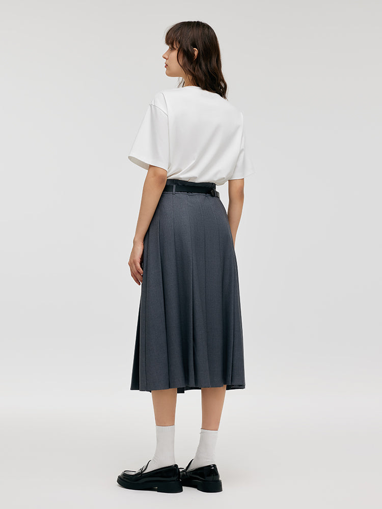 A-Line Women Pleated Skirt With Belt – GOELIA