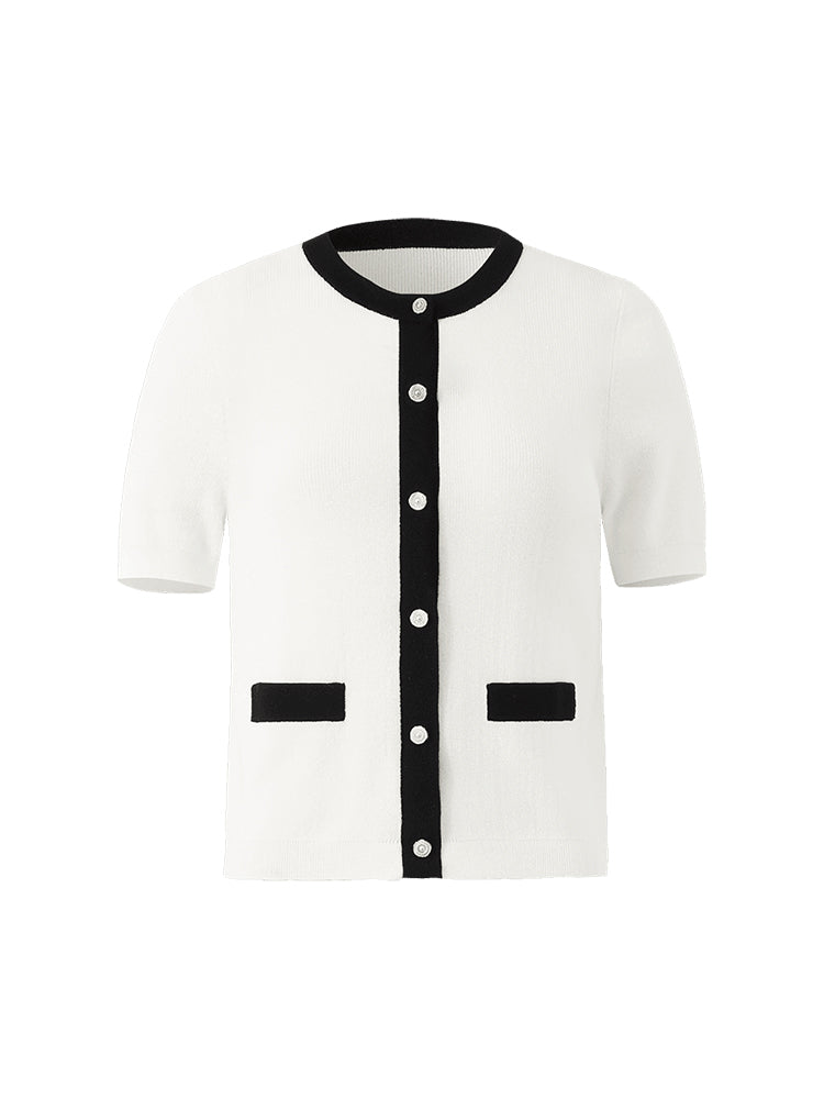 Contrast Trim Knitted Cardigan And Camisole Two-Piece Set – GOELIA