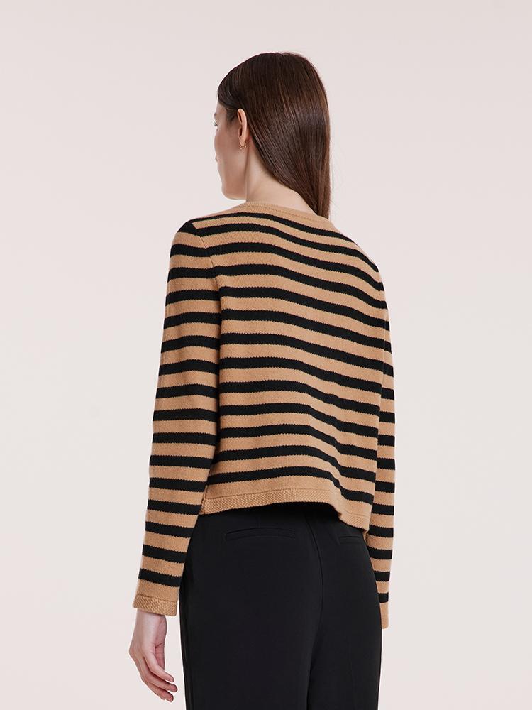 Button Up Woolen Striped Lady Cardigan – GOELIA