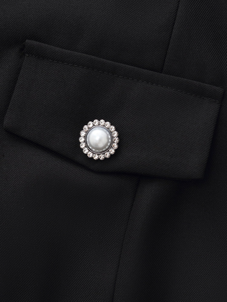 Ruffle Trim Pearl Buttons Women Mini Dress – GOELIA