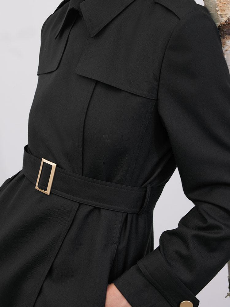 Worsted Woolen Women Trench Coat With Belt – GOELIA