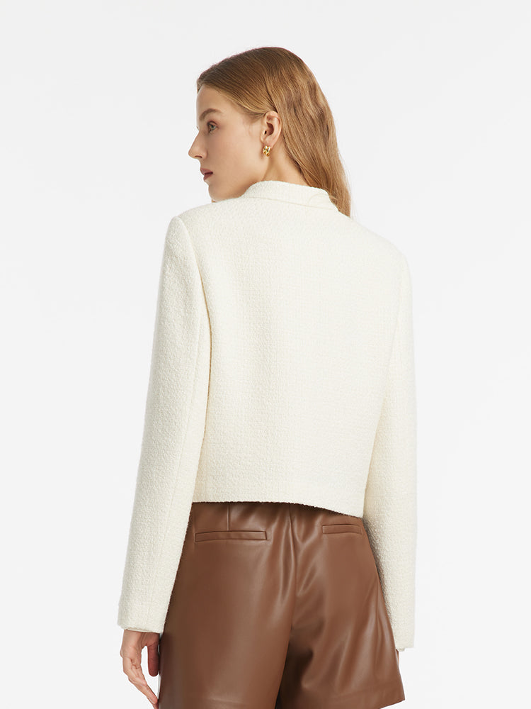 Goelia Women's Wool Blend Stand Collar Single-Breasted Women Jacket Fo ...