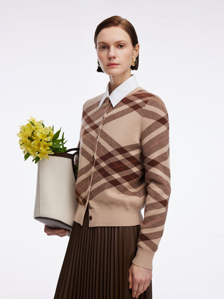 Tencel Wool Blend Plaid Women Cardigan – GOELIA