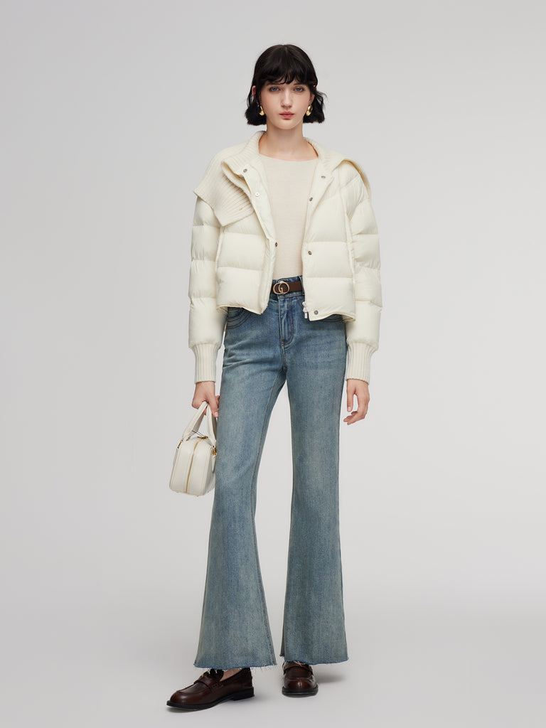 Cocoon Knitted Convertible Collar Goose Down Jacket – GOELIA
