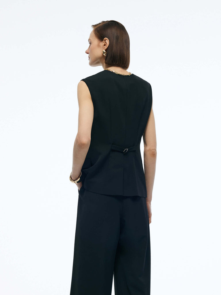 Stretch V-Neck Women Single-Breasted Vest – GOELIA