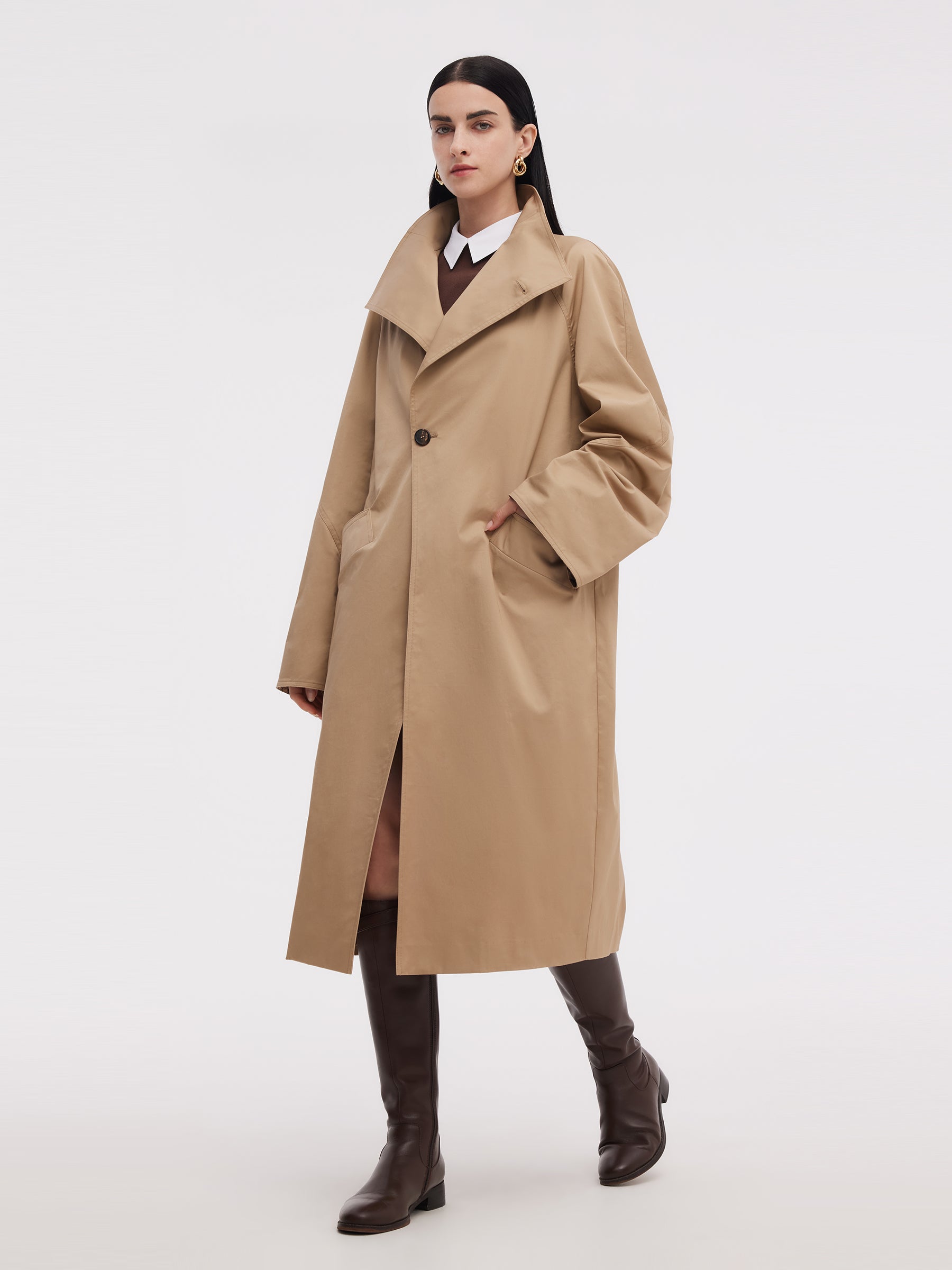 Cotton Color Block Cuffs Unisex Trench Coat – GOELIA