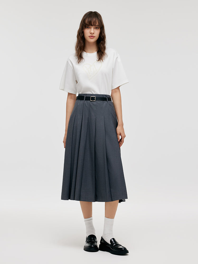 A-Line Women Pleated Skirt With Belt – GOELIA