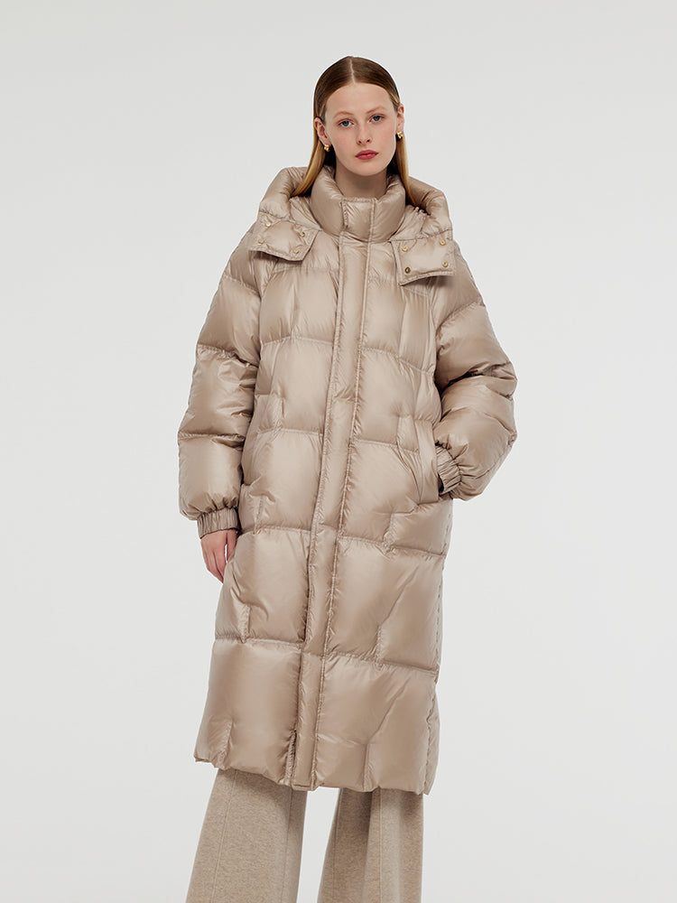 Rose Gold Unisex Hooded Long Goose Down Coat – GOELIA