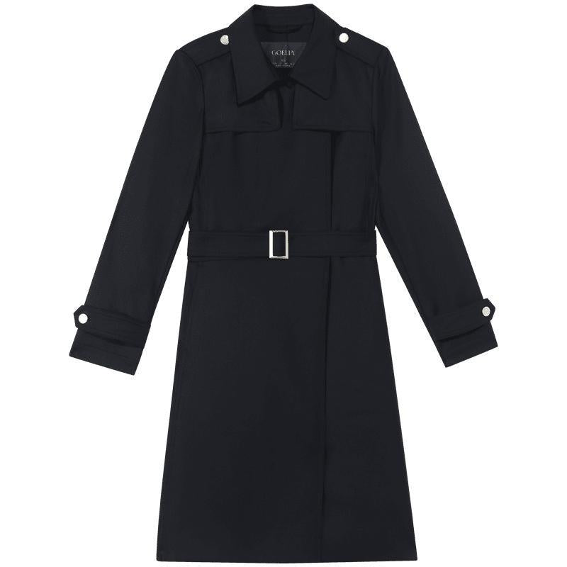 Worsted Woolen Women Trench Coat With Belt – GOELIA