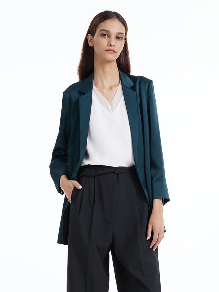 One Button Triacetate Women Blazer – GOELIA