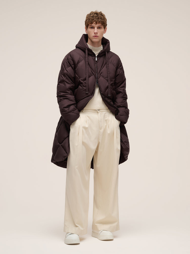 Diamond Quilted Hooded Unisex Long Goose Down Coat – GOELIA