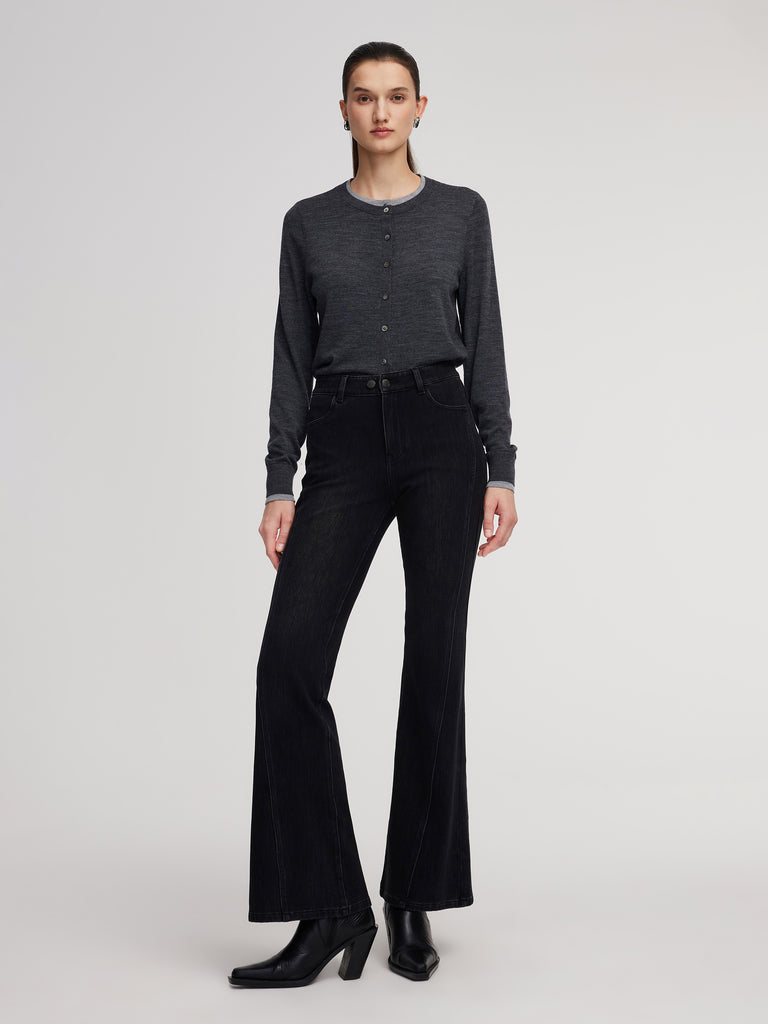 Brushed Denim Women Flared Jeans – GOELIA