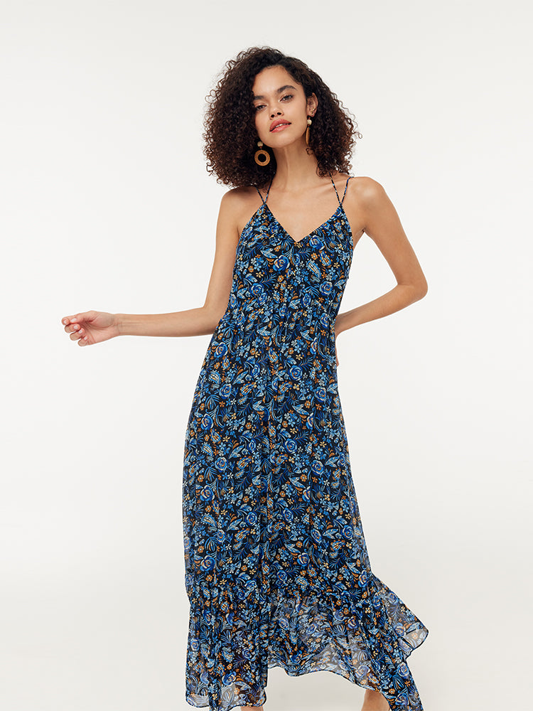 10MM Mulberry Silk Halterneck Slip Maxi Dress With Detachable Chest Pa ...