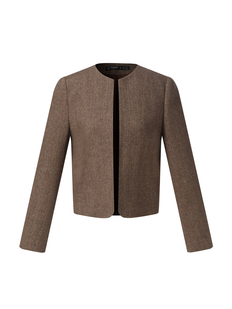 Washable Wool Round Neck Straight Fit Women Jacket – GOELIA