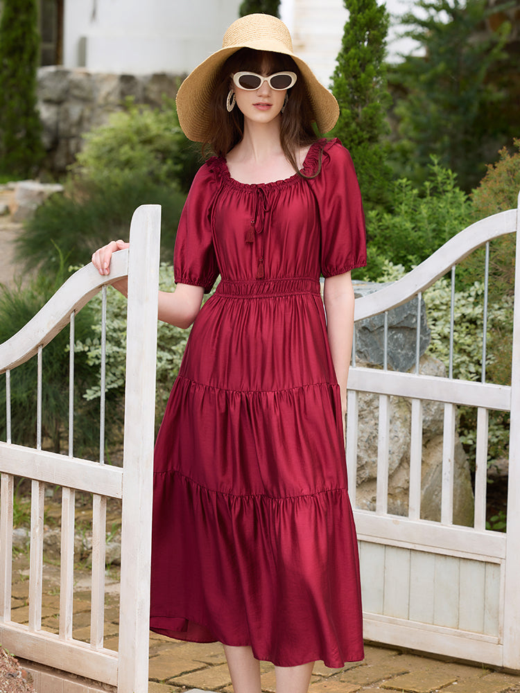 Tencel Ruffle Tiered Women Maxi Dress – GOELIA