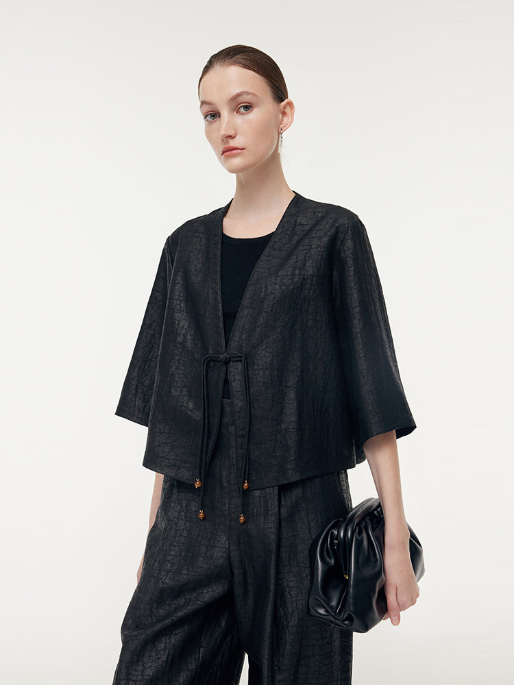 18 Momme Xiang Yun Silk Mandarin Button Women Crop Jacket – GOELIA