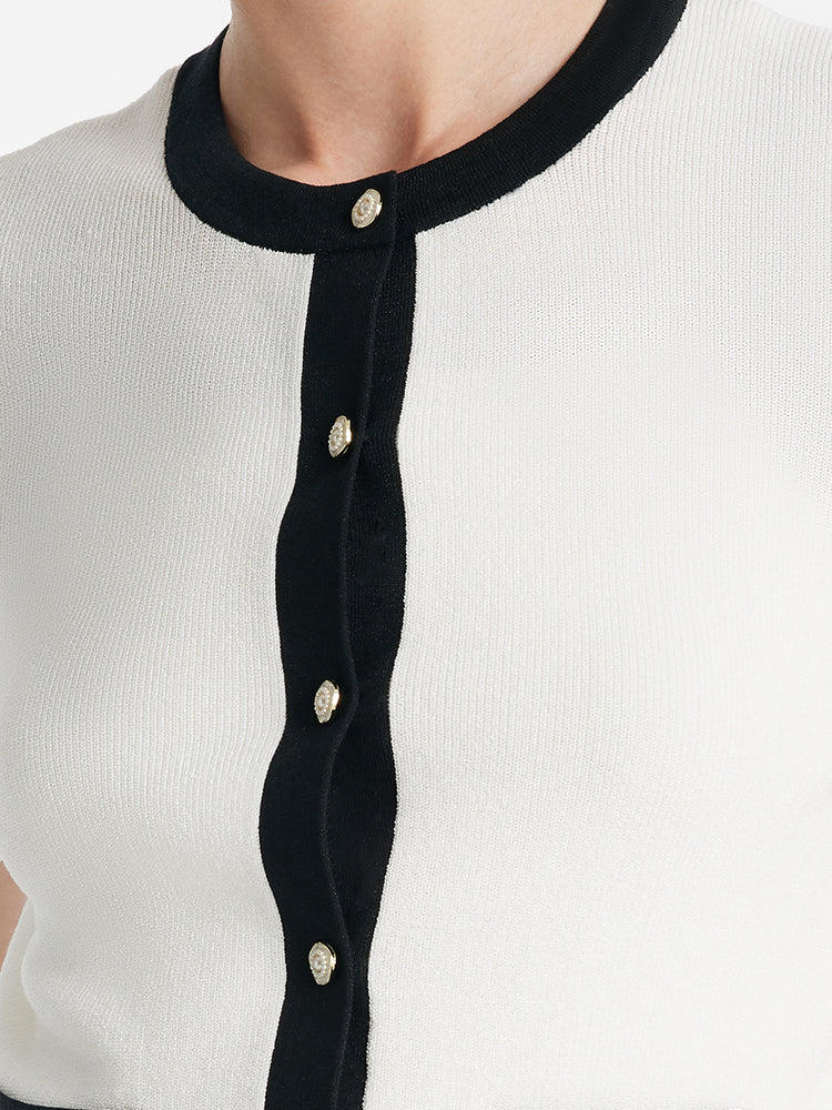 Contrast Trim Knitted Cardigan And Camisole Two-Piece Set – GOELIA