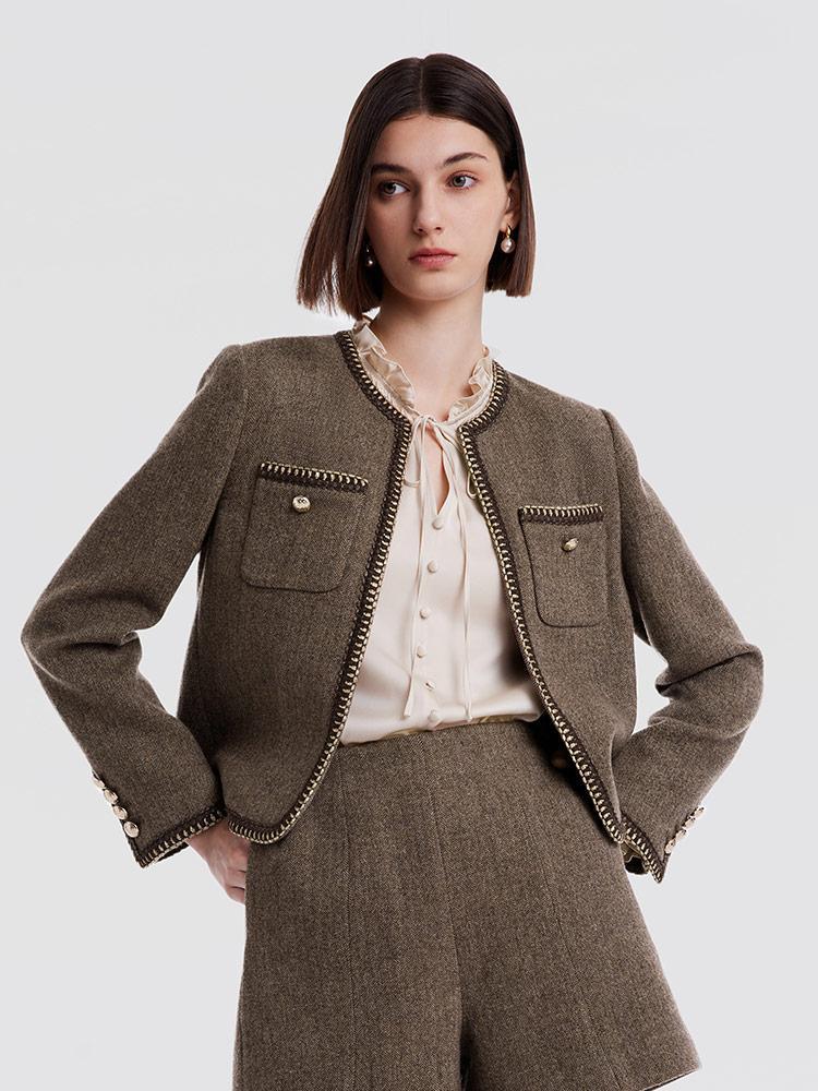 Retro Brown Washable Woolen Jacket – GOELIA