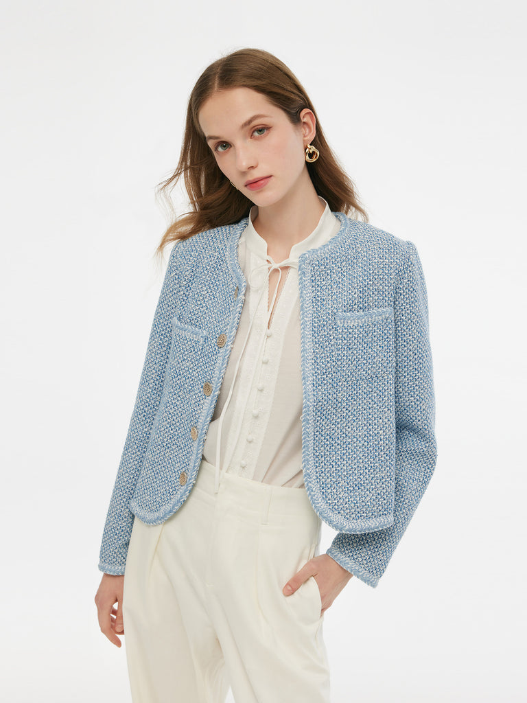 Single-Breasted Round Neck Women Jacket – GOELIA