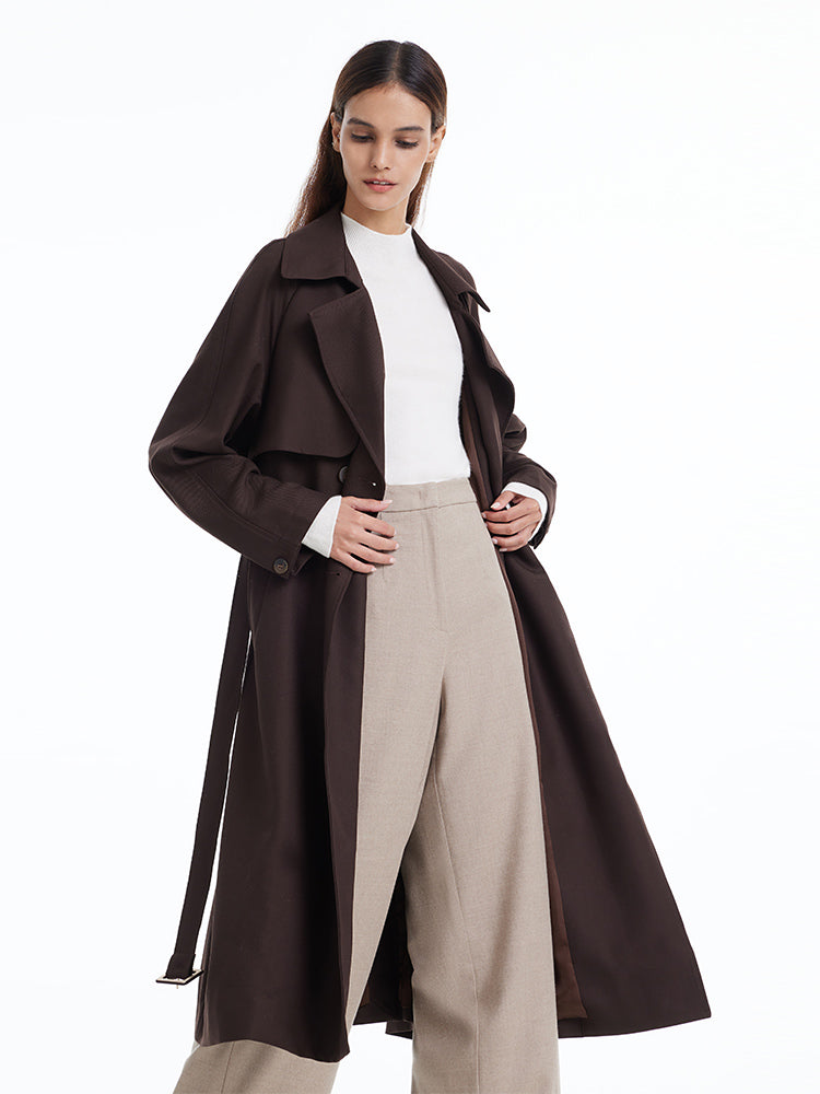 Brown Worsted Wool Trench Coat – GOELIA