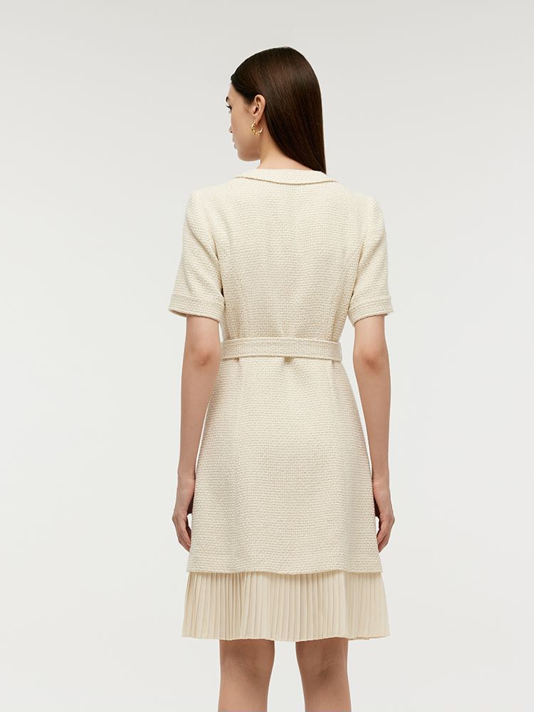 Wool Blend Tweed Women Mini Dress With Belt – GOELIA