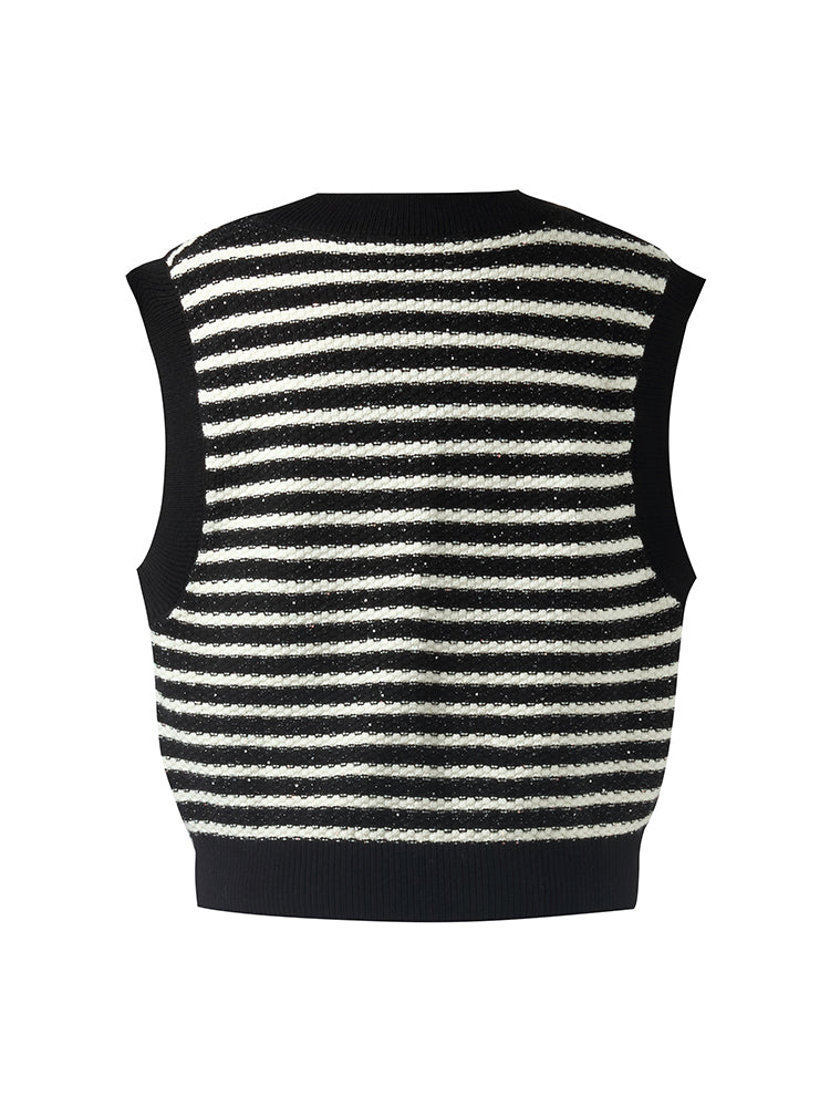 Black And White Stripe Women Vest – GOELIA