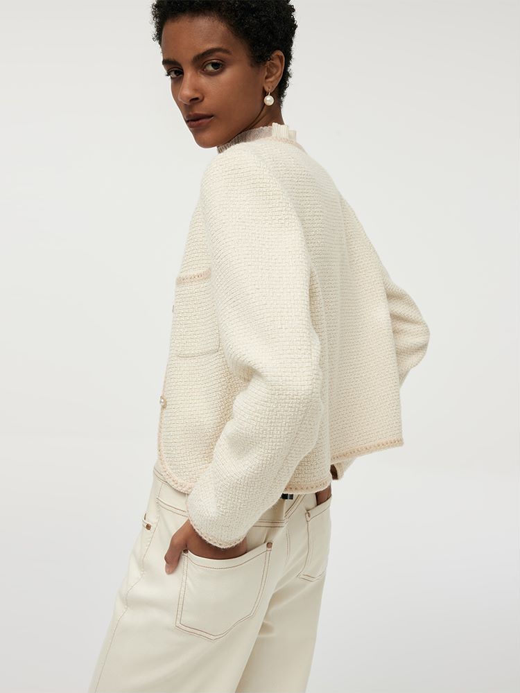 Tweed Boxy Women Crop Jacket – GOELIA