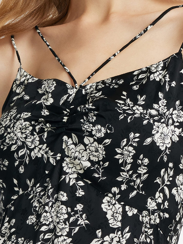 Camellia Print Spaghetti Strap Women Midi Dress – GOELIA